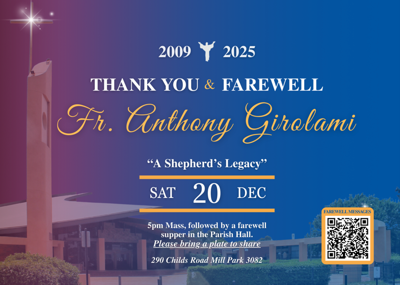 MILL PARK PARISH: : Farewell and Thank you Fr Anthony Girolami